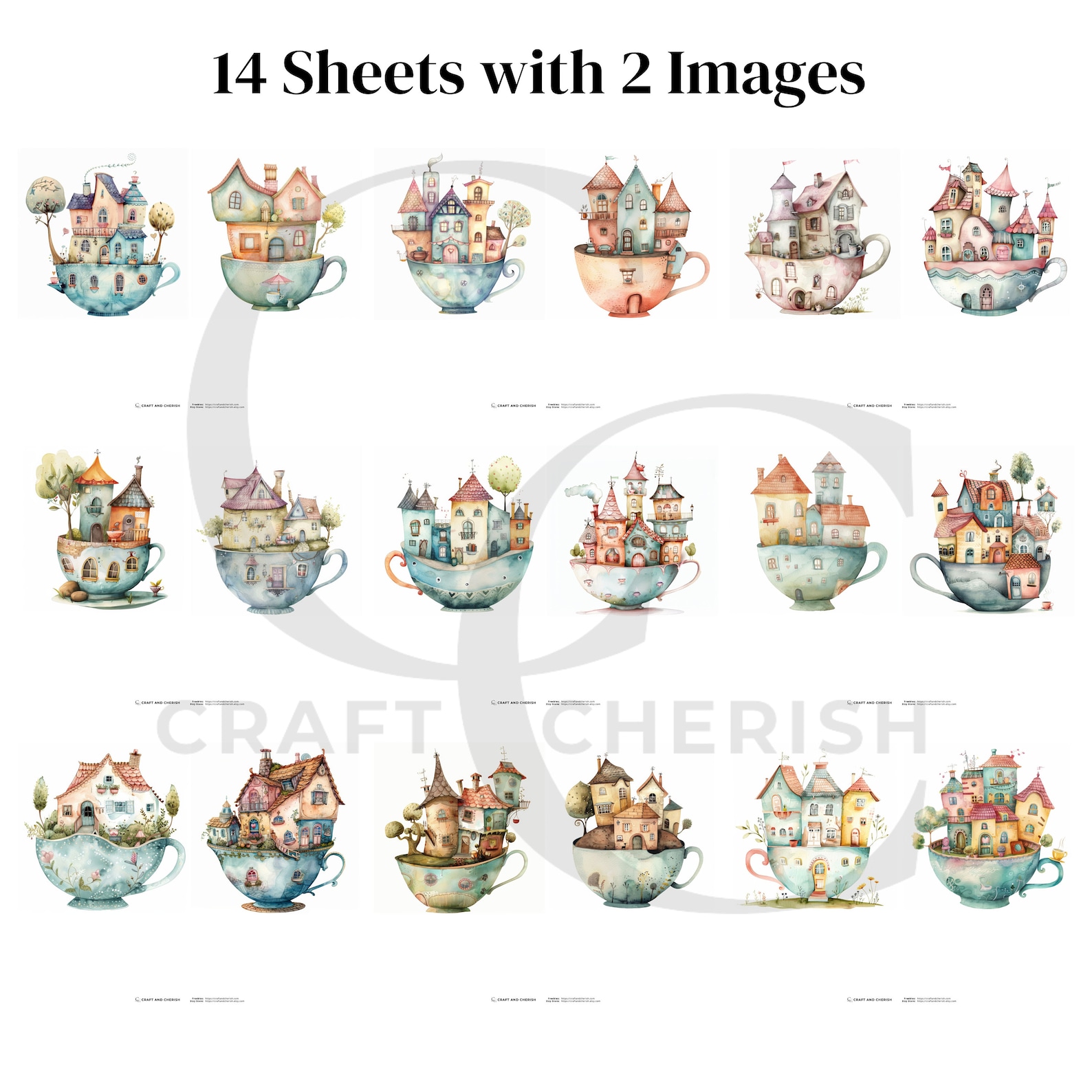 Whimsical Teacup House Images: Paper Craft & Junk Journal (digital ...