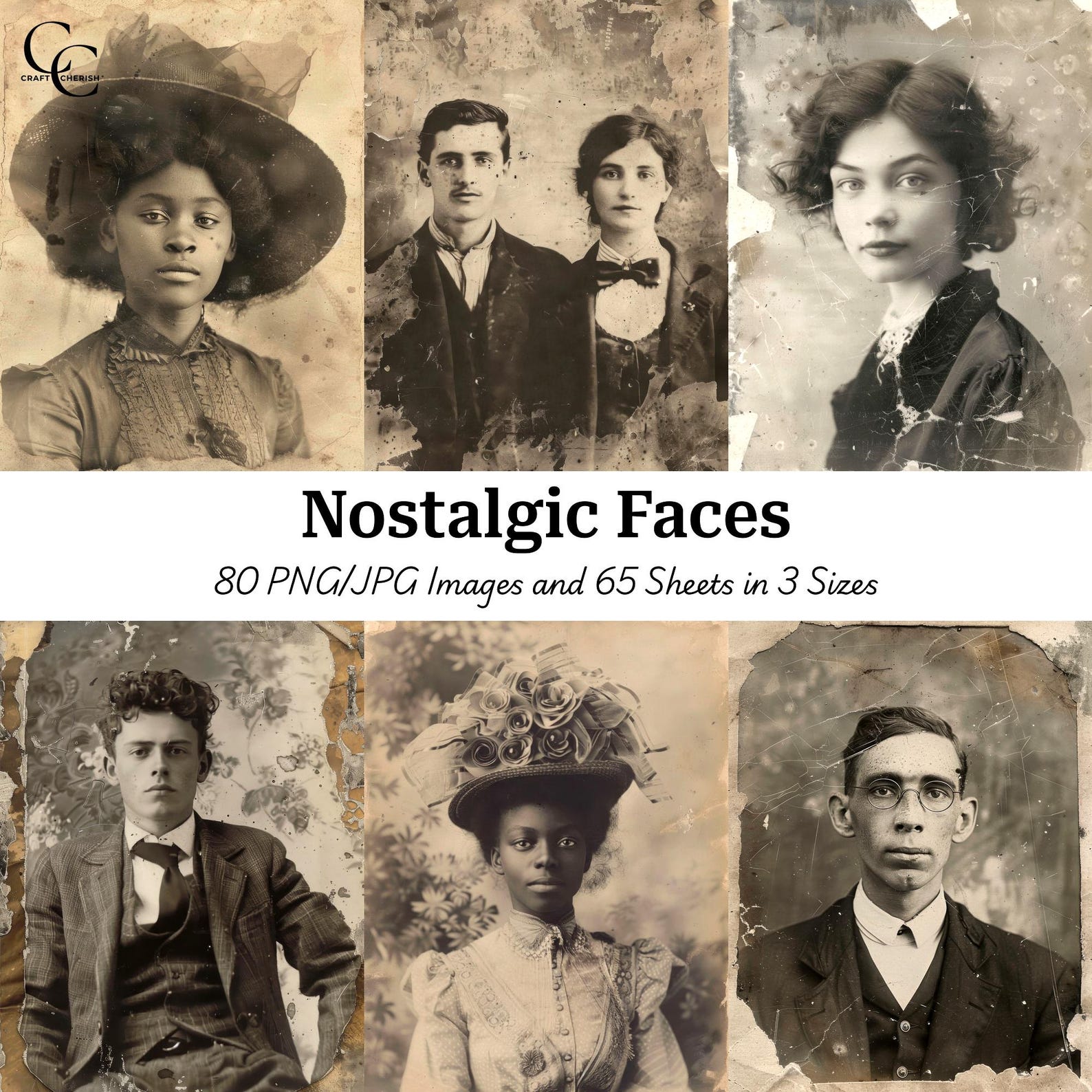 Vintage Portrait Photos: 1900s Collection for Junk Journals (digital ...