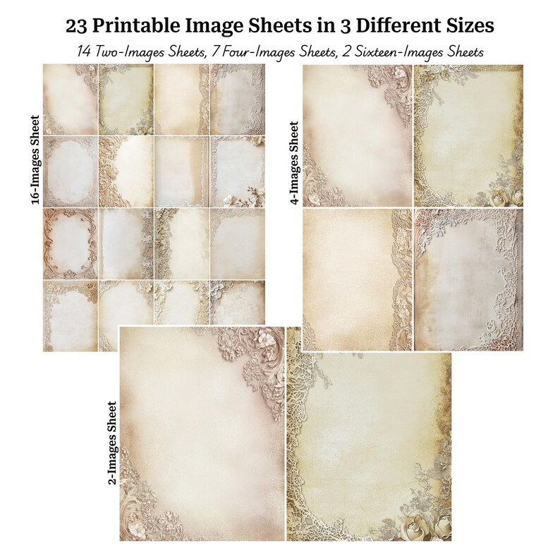 Neutral Vintage Lace Border Paper, Scrapbook Journal (digital Download ...