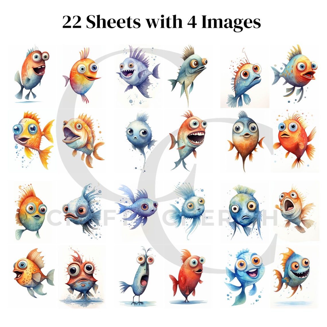 86 Funny Quirky Fish Printable Photos for Junk Journals, Digital ...