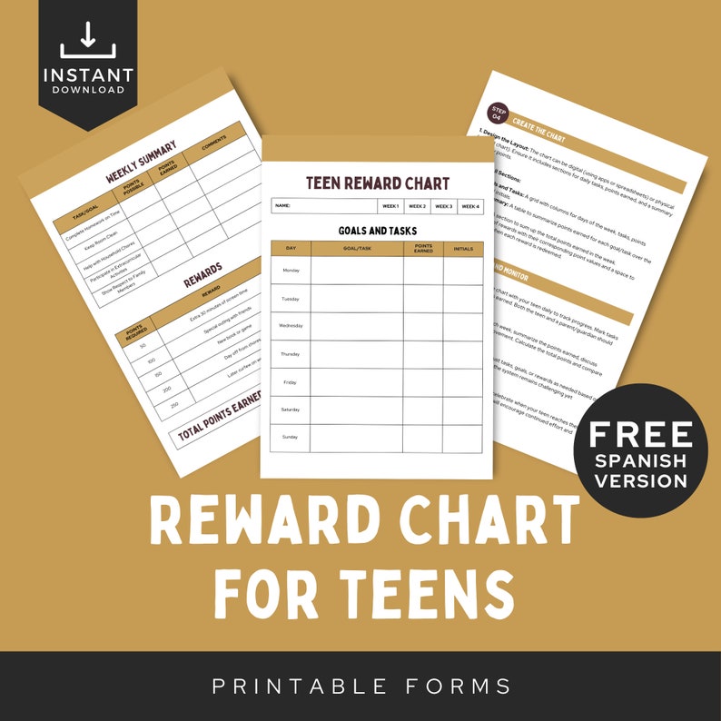 Teen Rewards Chart: Ultimate Printable Kit for Positive Learning ...