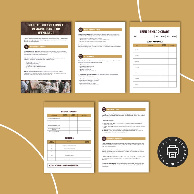 Teen Rewards Chart: Ultimate Printable Kit for Positive Learning ...