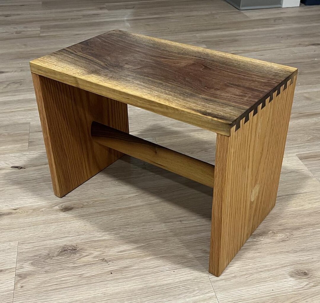 Modern Wood Step Stool, Dovetail Foot Stool, Traditional Woodworking, Black Walnut - Etsy