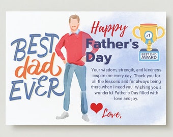 Happy Father's Day Father's Day Card Best Dad Printable Card Instant ...
