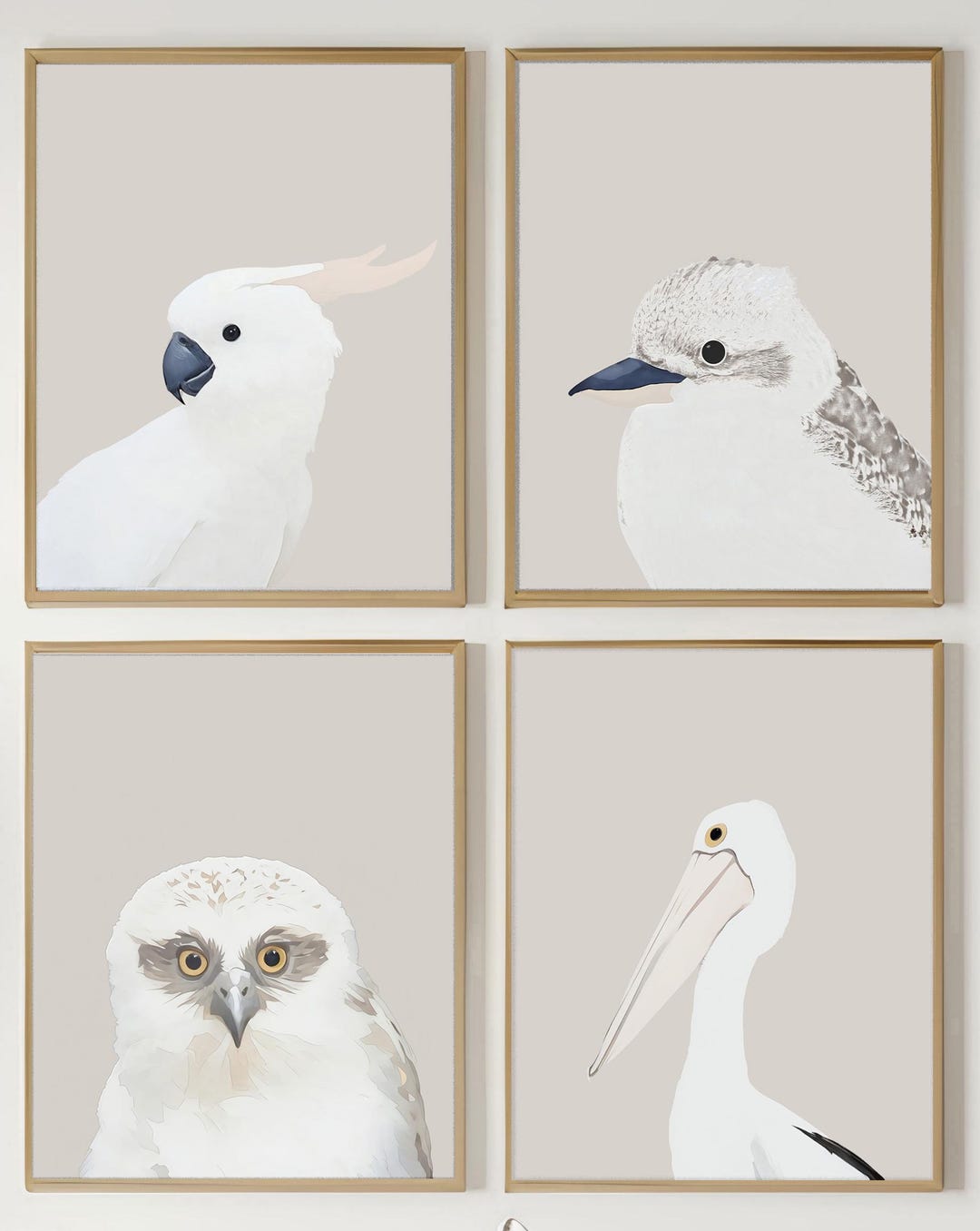 Australian Bird Print Set 5 Bird Gallery Wall Art Bird Gift Neutral ...