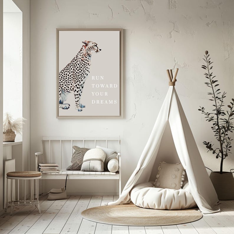 Inspirational Cheetah Print Girls Room Wall Art Cheetah Art Run Toward ...
