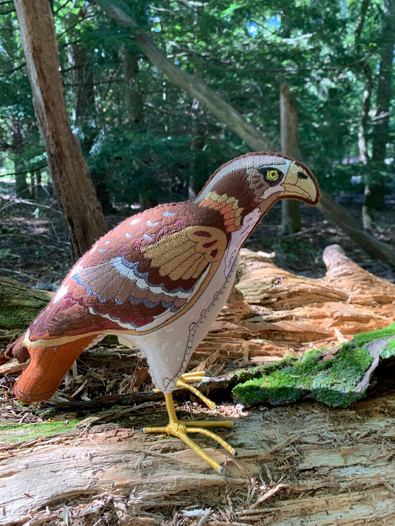 Embroidered Red Tailed Hawk Bird Sculpture Felt Hawk Hawk | Etsy