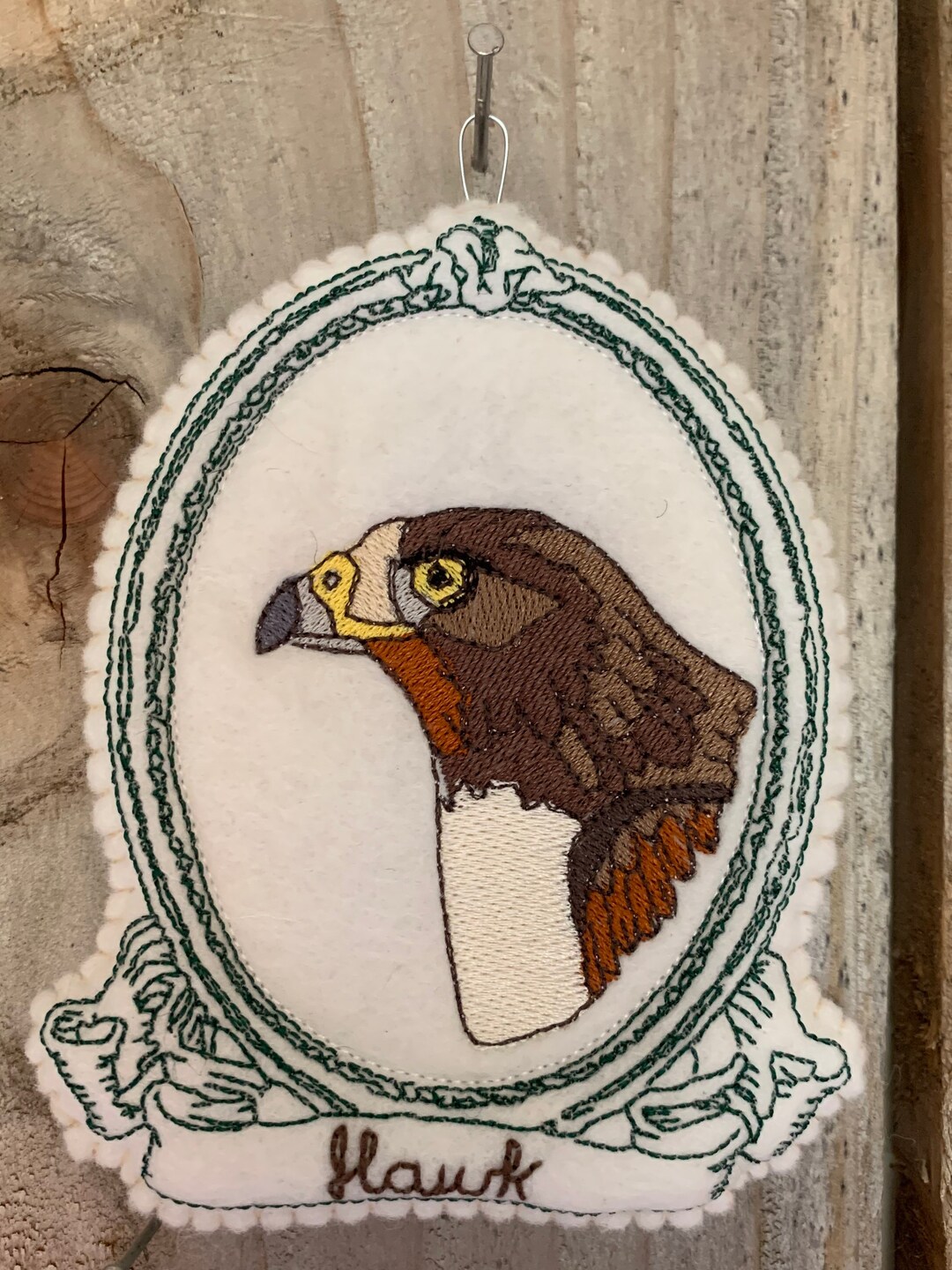 Embroidered Hawk Guide, Bird Guide, Animal Guide, Felt Framed Hawk ...