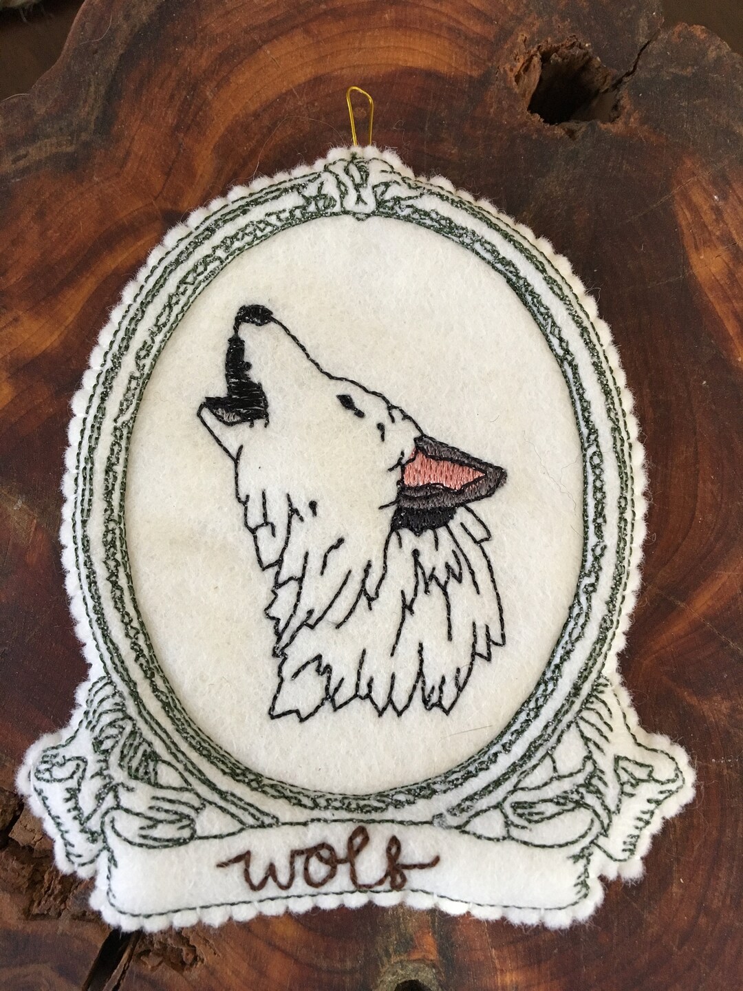 Embroidered Wolf Guide, Animal Guide, Felt Framed Wolf, Wolf Art, Fiber ...