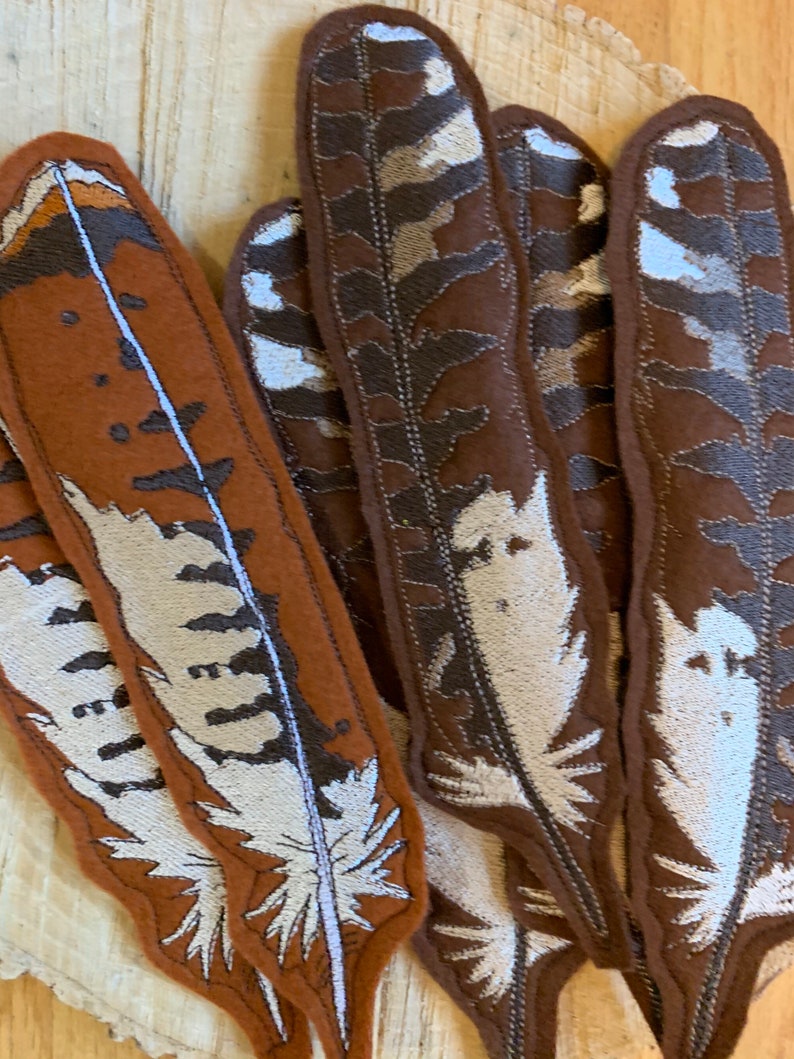 Embroidered Hawk Feather Embroidered Bookmark Bookmark - Etsy