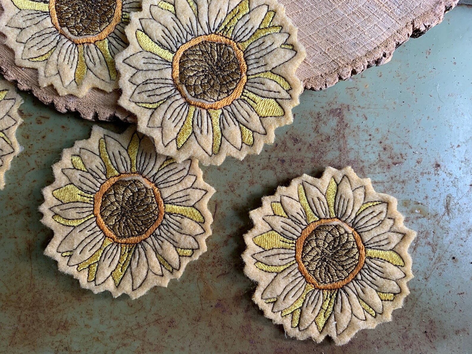 Embroidered Wool Sunflower Patch Yellow Sunflower Patch - Etsy