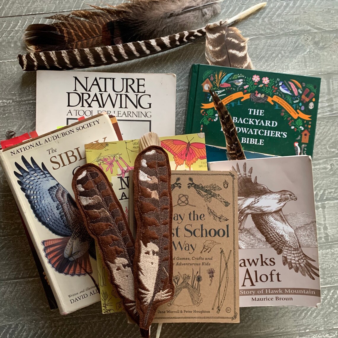 Embroidered Hawk Feather Embroidered Bookmark Bookmark - Etsy