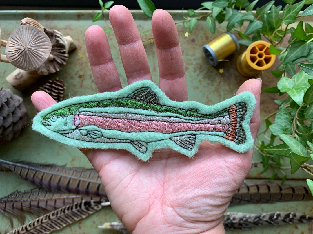 Embroidered Wool Rainbow Trout Patch, Trout Patch - Etsy