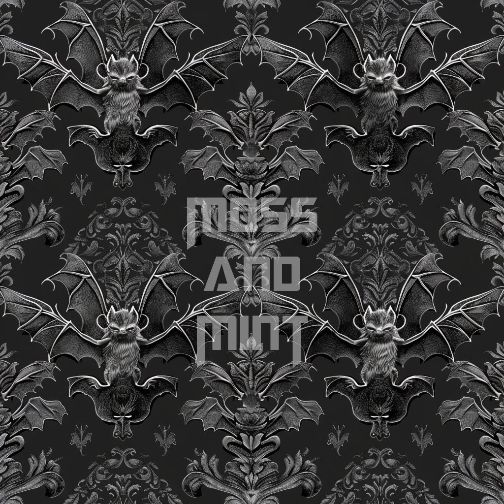 Gothic Bats Victorian Damask Digital Paper - Etsy