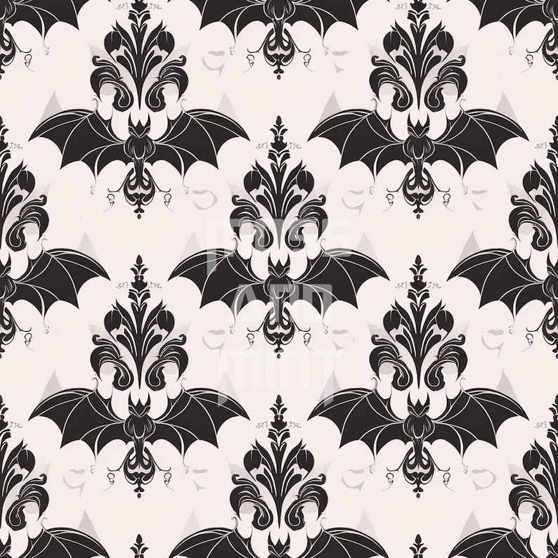 Gothic Bats Victorian Damask Digital Paper - Etsy
