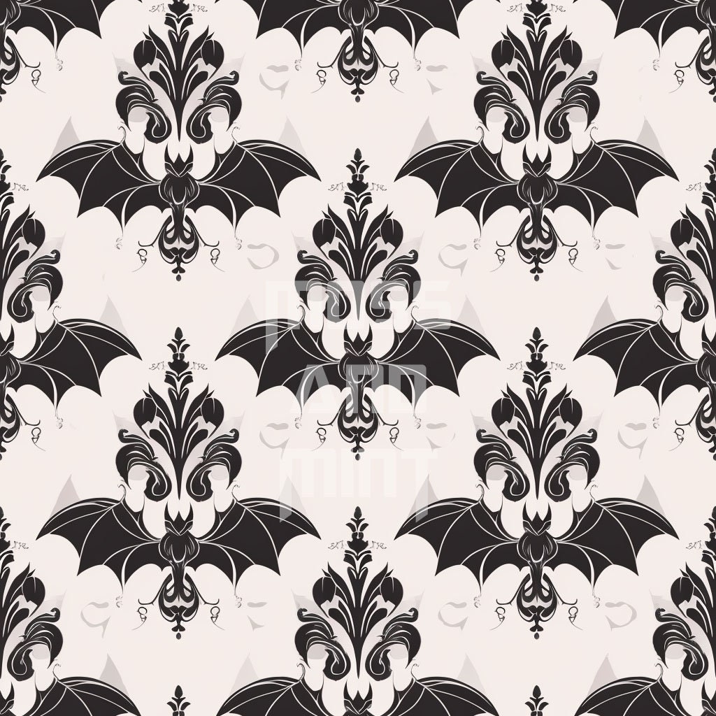 Gothic Bats Victorian Damask Digital Paper - Etsy