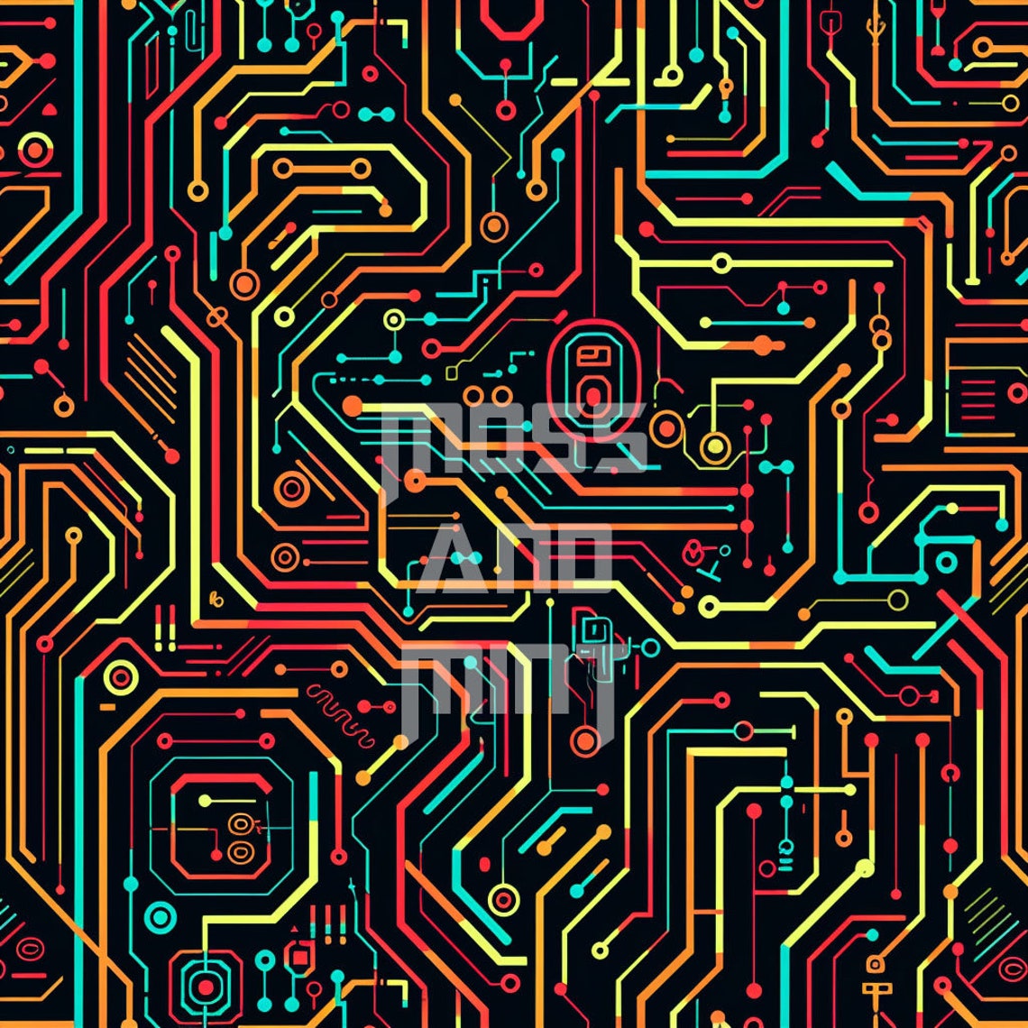 Futuristic Circuit Board Digital Paper - Etsy