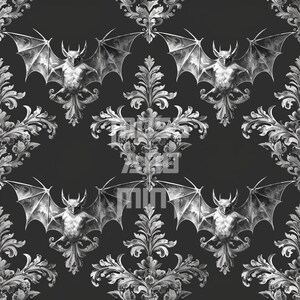 Gothic Bats Victorian Damask Digital Paper - Etsy