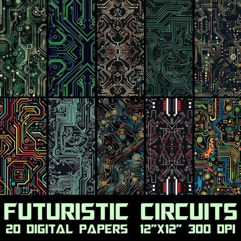 Futuristic Circuit Board Digital Paper - Etsy