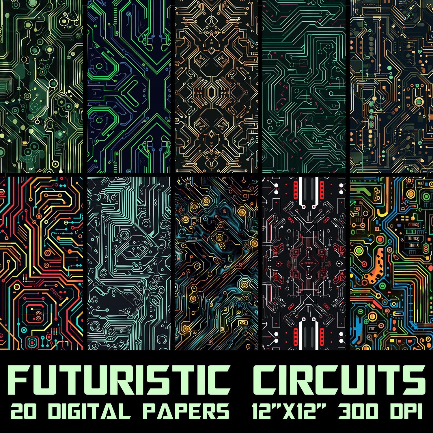 Futuristic Circuit Board Digital Paper - Etsy