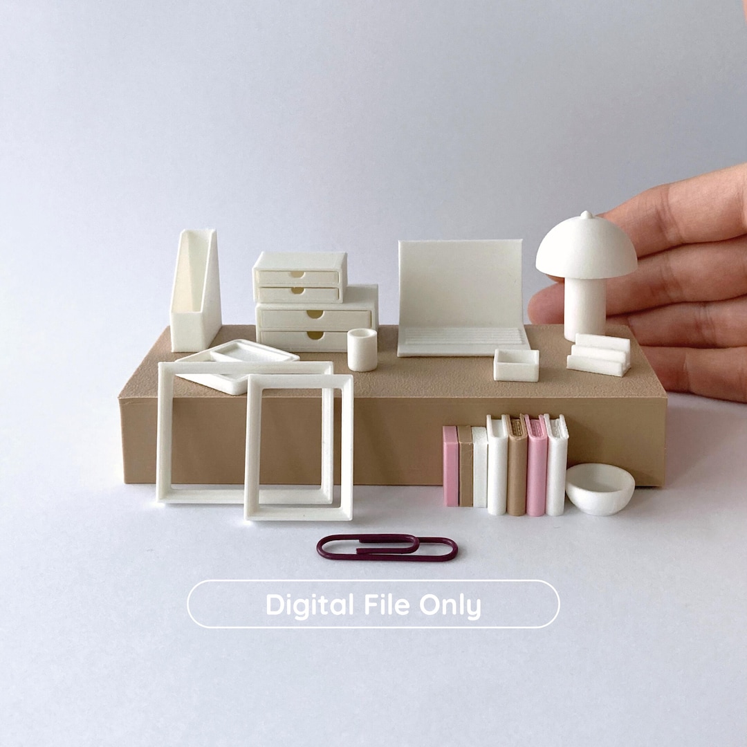 STL 1:12 Bundle Desk Accessories - Dollhouse Miniatures, STL Files for ...