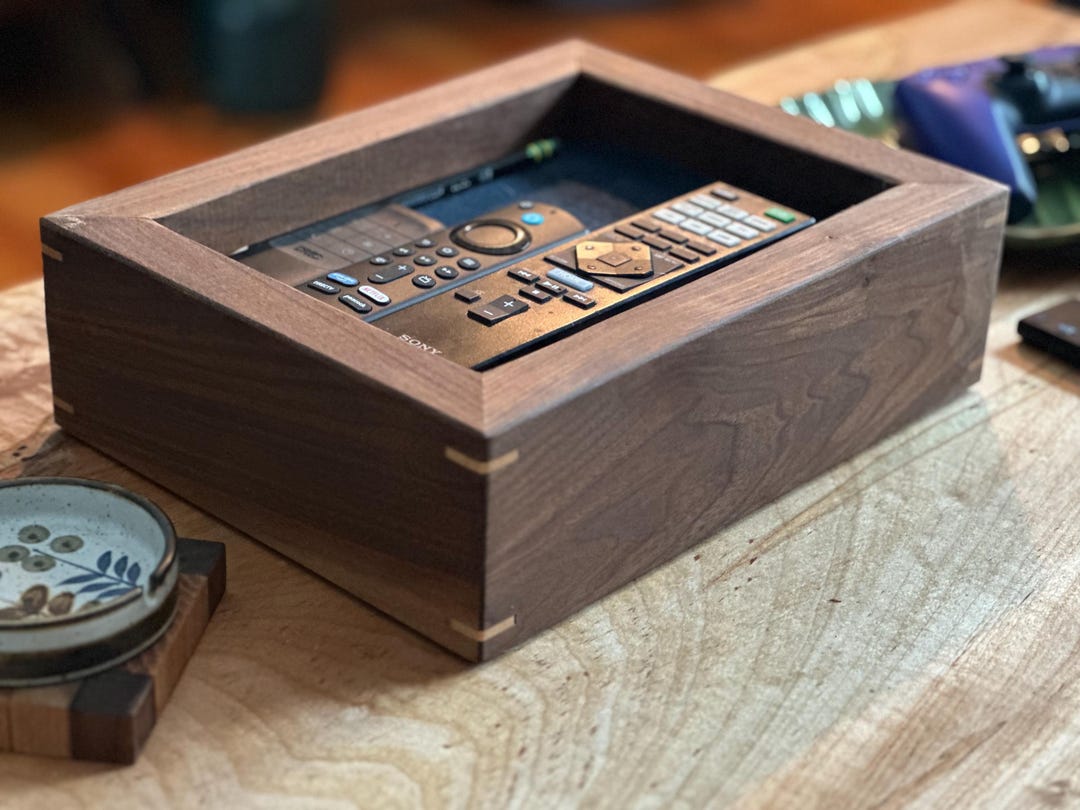 Handcrafted Walnut Remote Tray With Hidden Storage - Etsy
