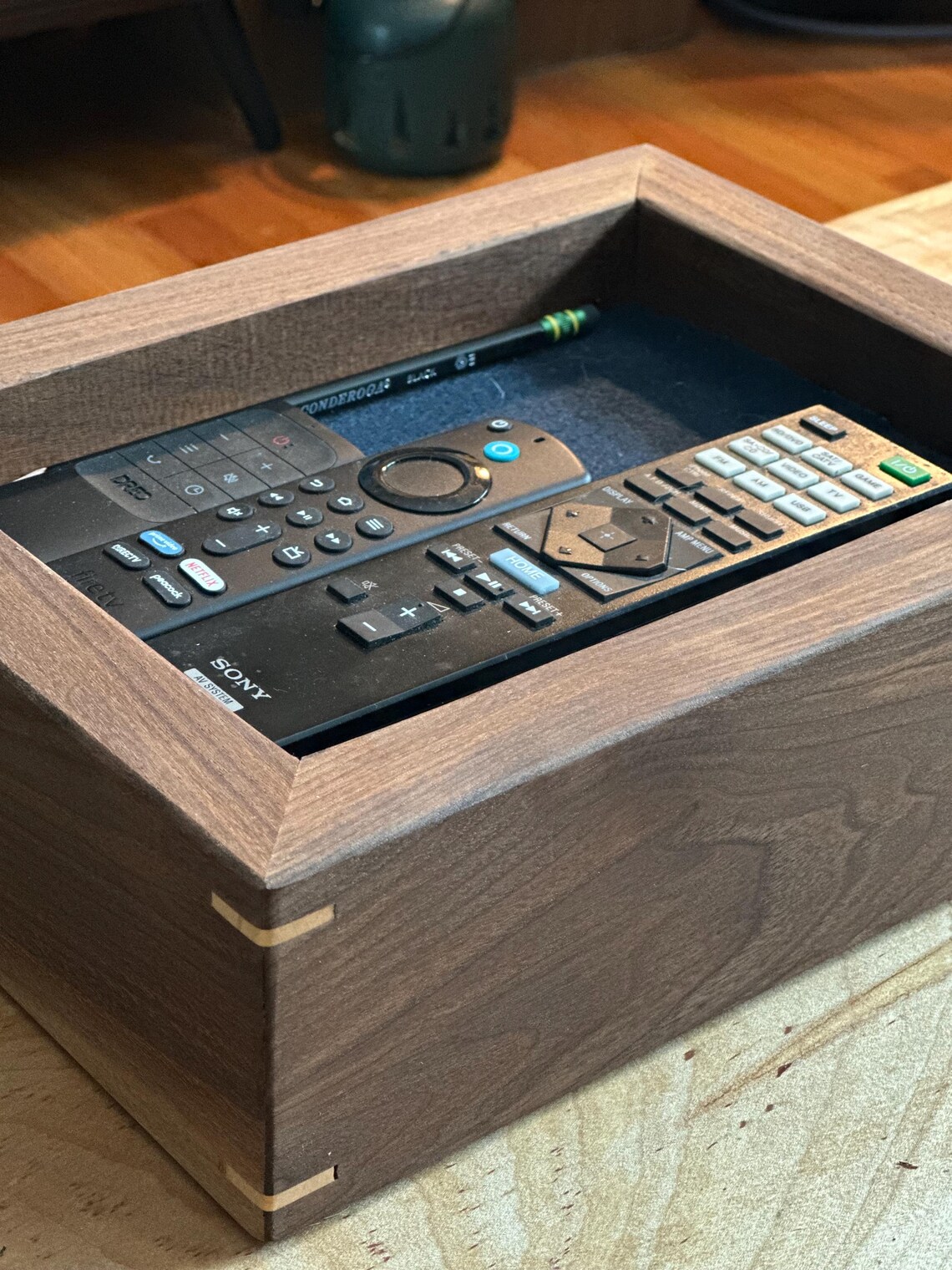 Handcrafted Walnut Remote Tray With Hidden Storage - Etsy