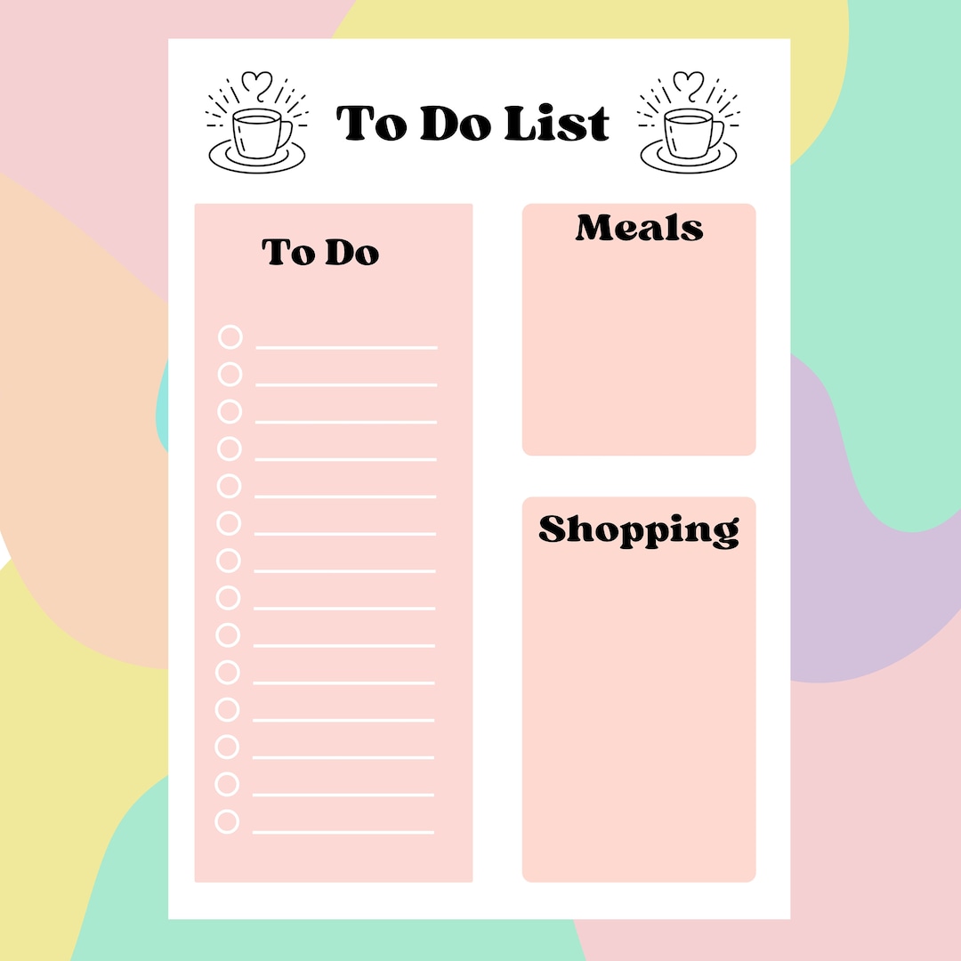 Printable to Do List Meal Planner Digital Download Daily Task ...
