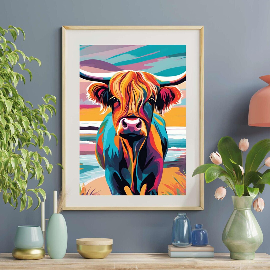 Printable Scottish Highland Cow Pdf Abstract Highlandcow Art Printable ...