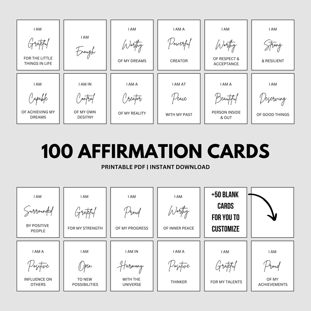Affirmation Cards Printable PDF Positive Affirmations Daily Affirmation ...