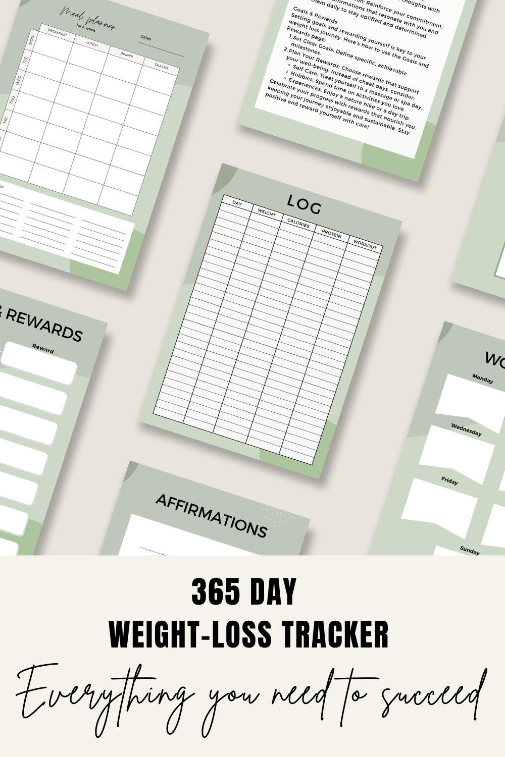 Weight Loss Tracker Workout Journal With Tracker Meal Planning Template ...