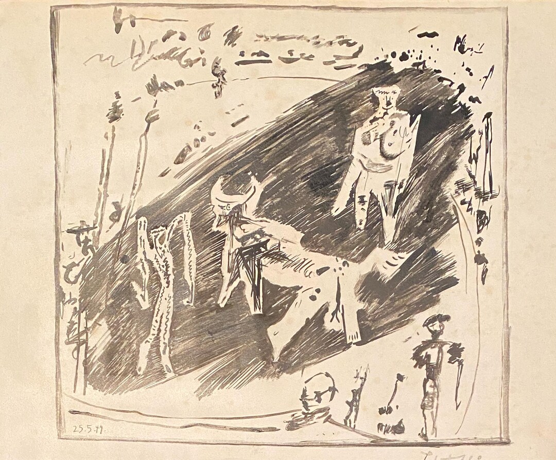 Pablo Picasso Ink Drawing on Paper - Etsy
