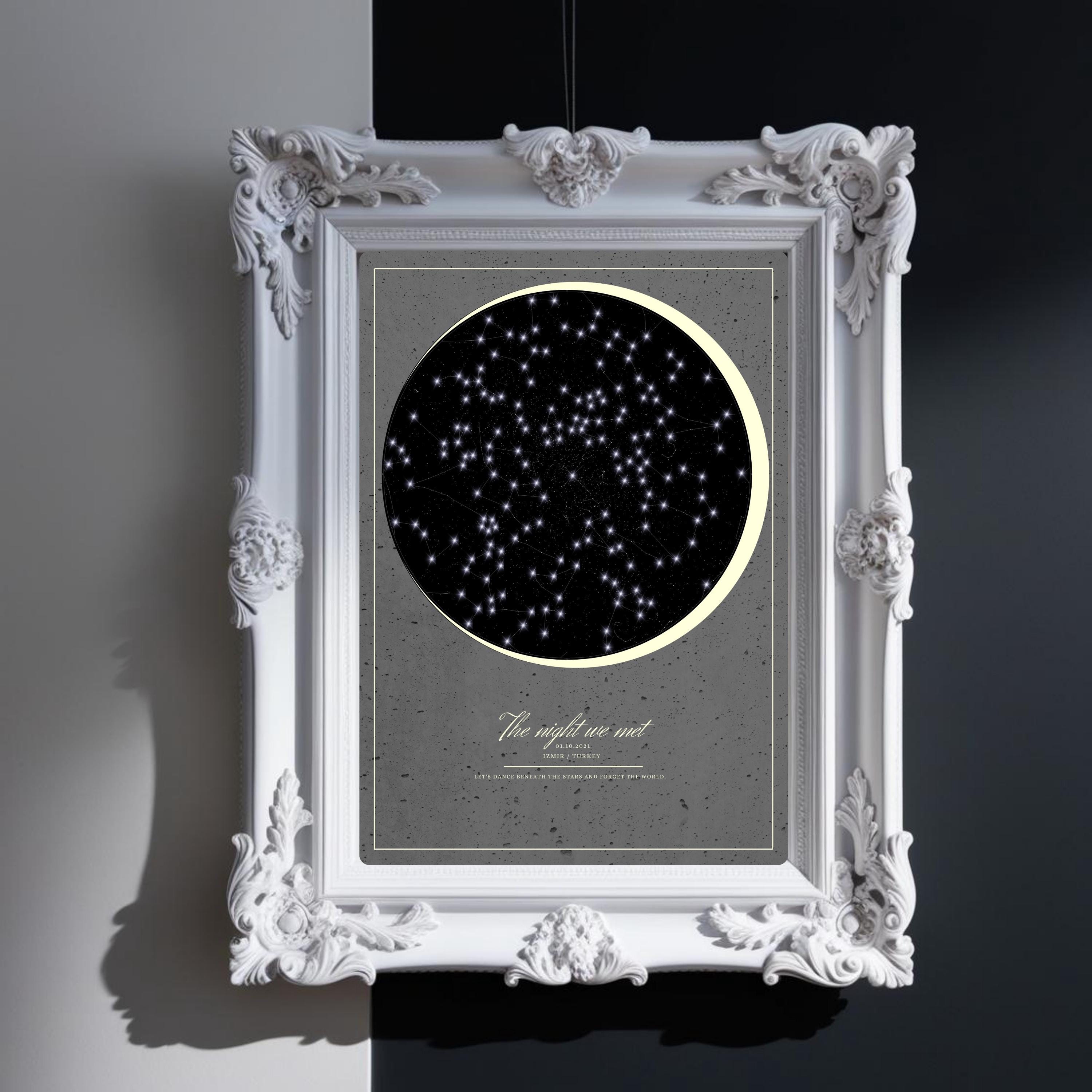 Star Map Night Sky Map Custom Location Personalised Poster Unique Anniversary Gift Valentine's ...