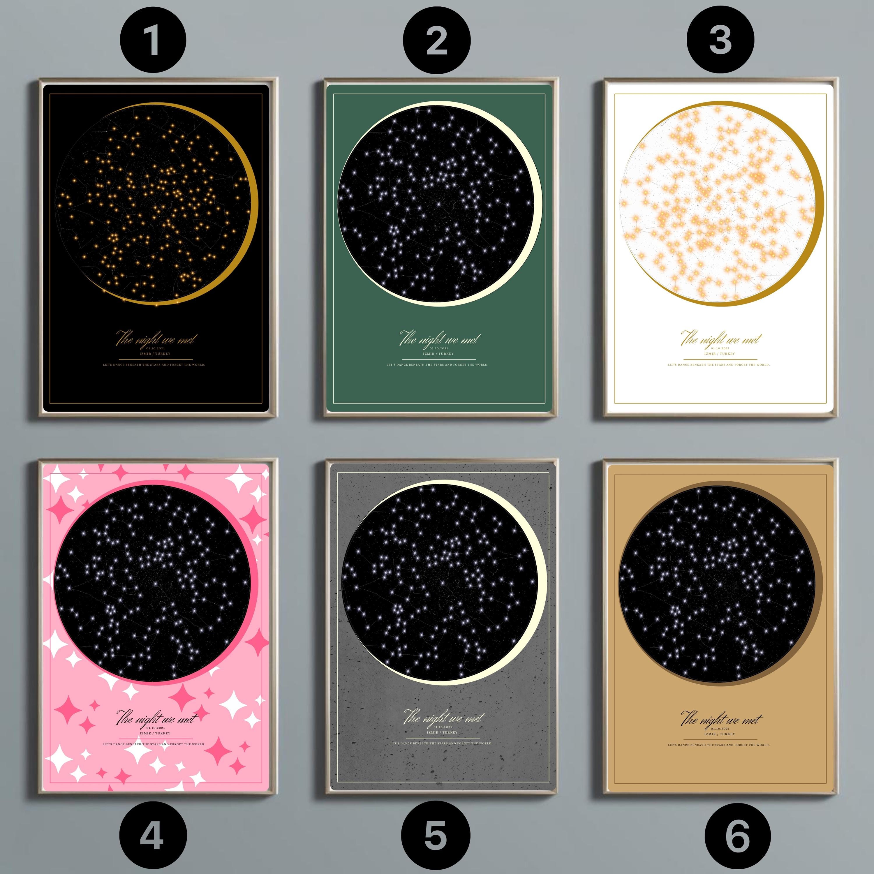 Star Map Night Sky Map Custom Location Personalised Poster Unique Anniversary Gift Valentine's ...