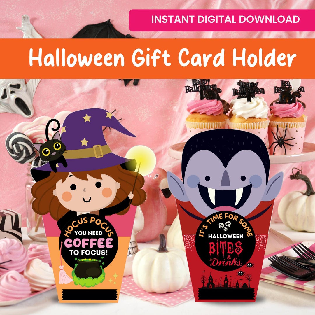 Halloween Gift Card Holder Printable Gift Card Teacher & Employee Gift ...