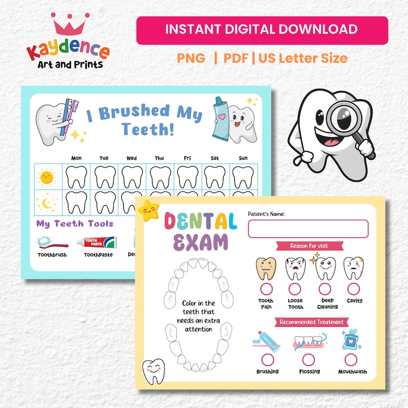 Printable Dentist Exam, Pretend Play, Dental Exam & Activities, Kids ...
