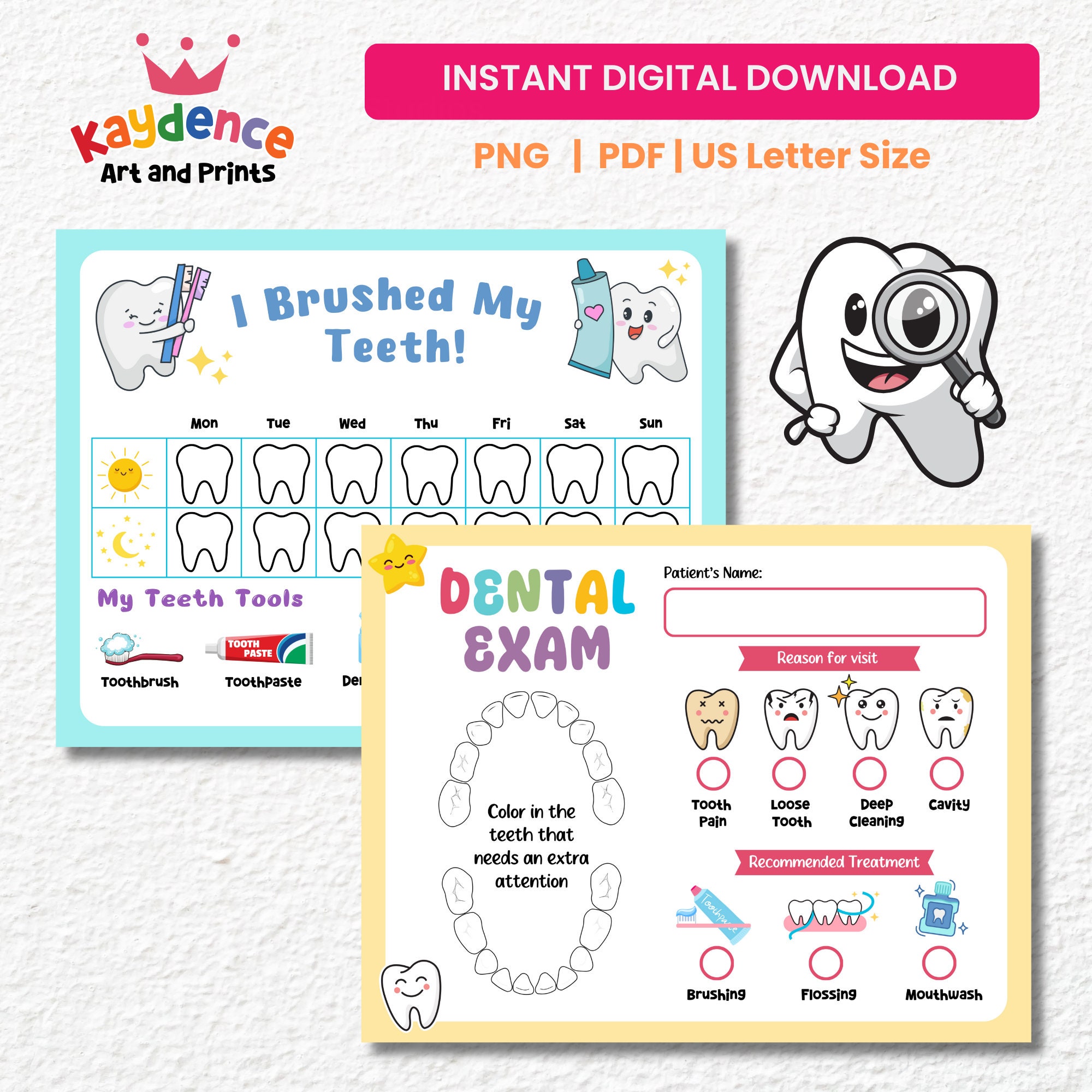 Printable Dentist Exam, Pretend Play, Dental Exam & Activities, Kids ...