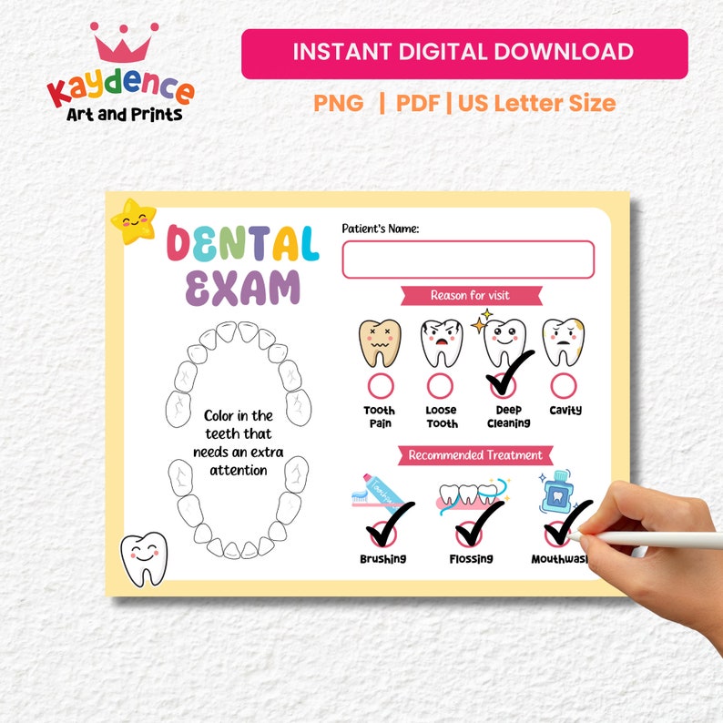 Printable Dentist Exam, Pretend Play, Dental Exam & Activities, Kids ...