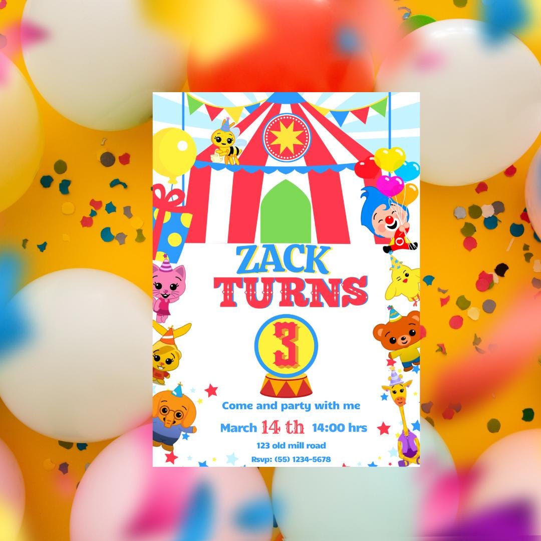 Plim Plim Birthday Invitation Template | Editable Digital Invite | Cute ...