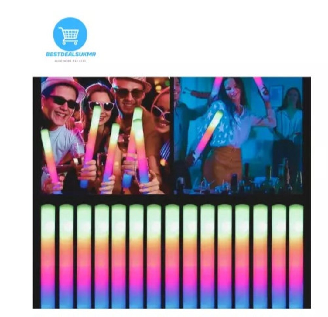 15 LED Foam Glow Sticks Party Wedding Flashing LED Light Stick Light-up ...