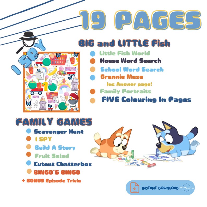 Bluey Kids Activity Sheets, Print at Home, Family Games word Search ...