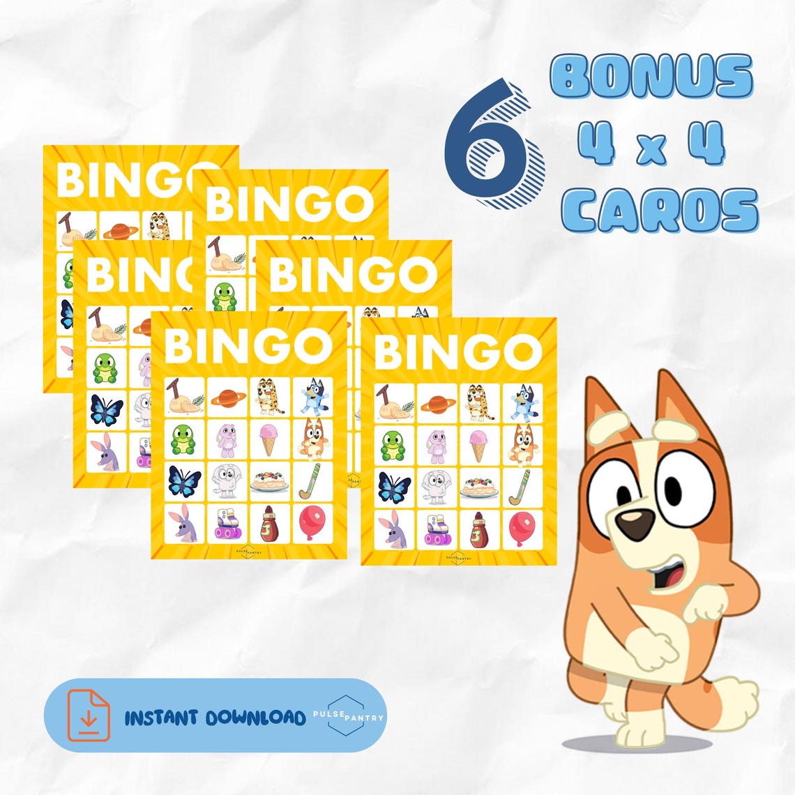Bluey Themed BINGO CARD SHEETS, 2 Levels, Great for Parties, Holidays ...