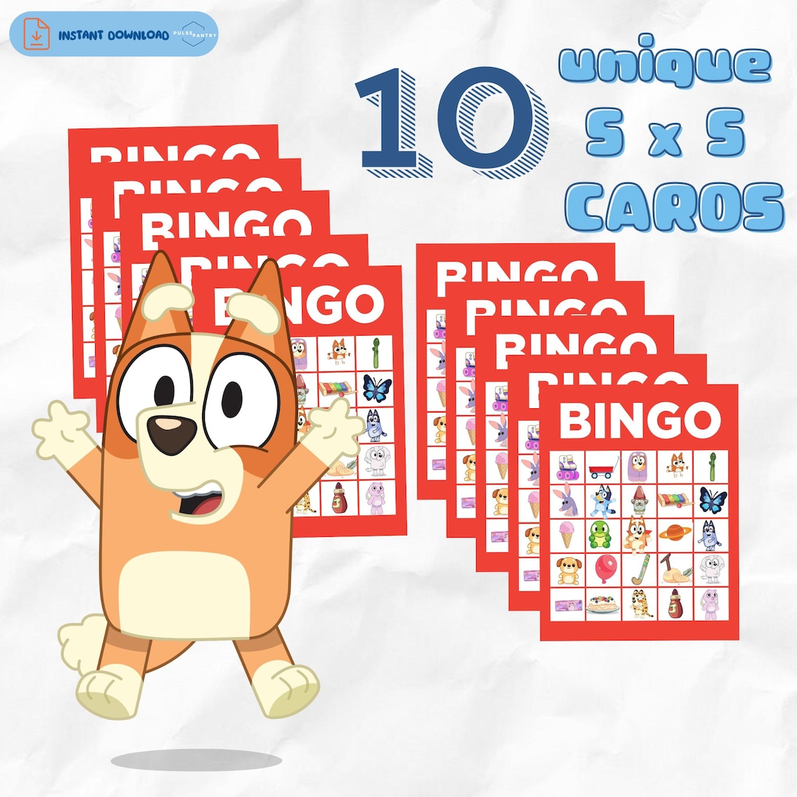 Bluey Themed BINGO CARD SHEETS, 2 Levels, Great for Parties, Holidays ...