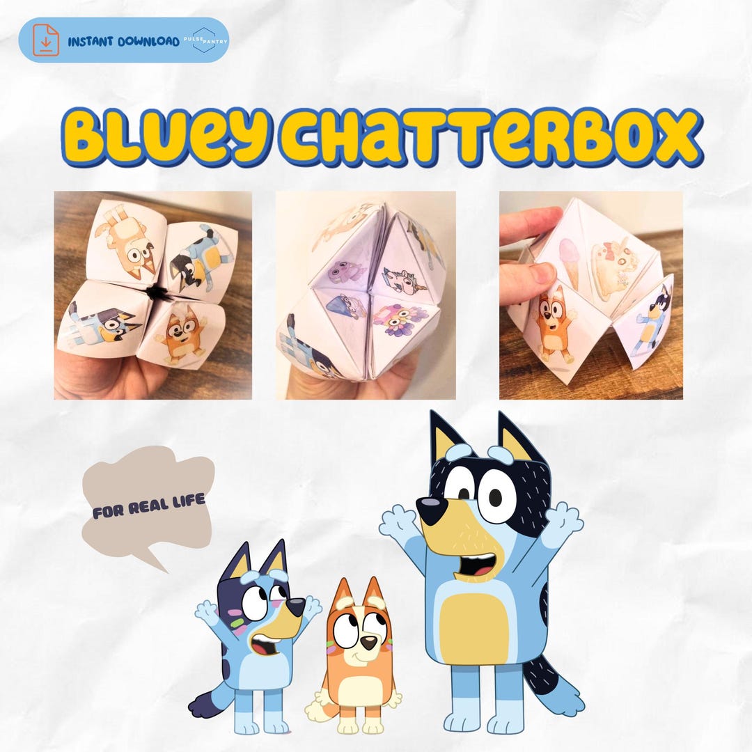 Bluey Themed Chatterbox, Fortuneteller, Print-at-home, Four Versions ...