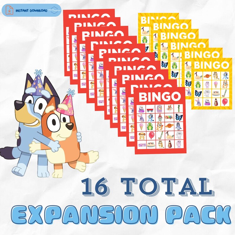 Bluey Themed BINGO CARD SHEETS, 2 Levels, Great for Parties, Holidays ...
