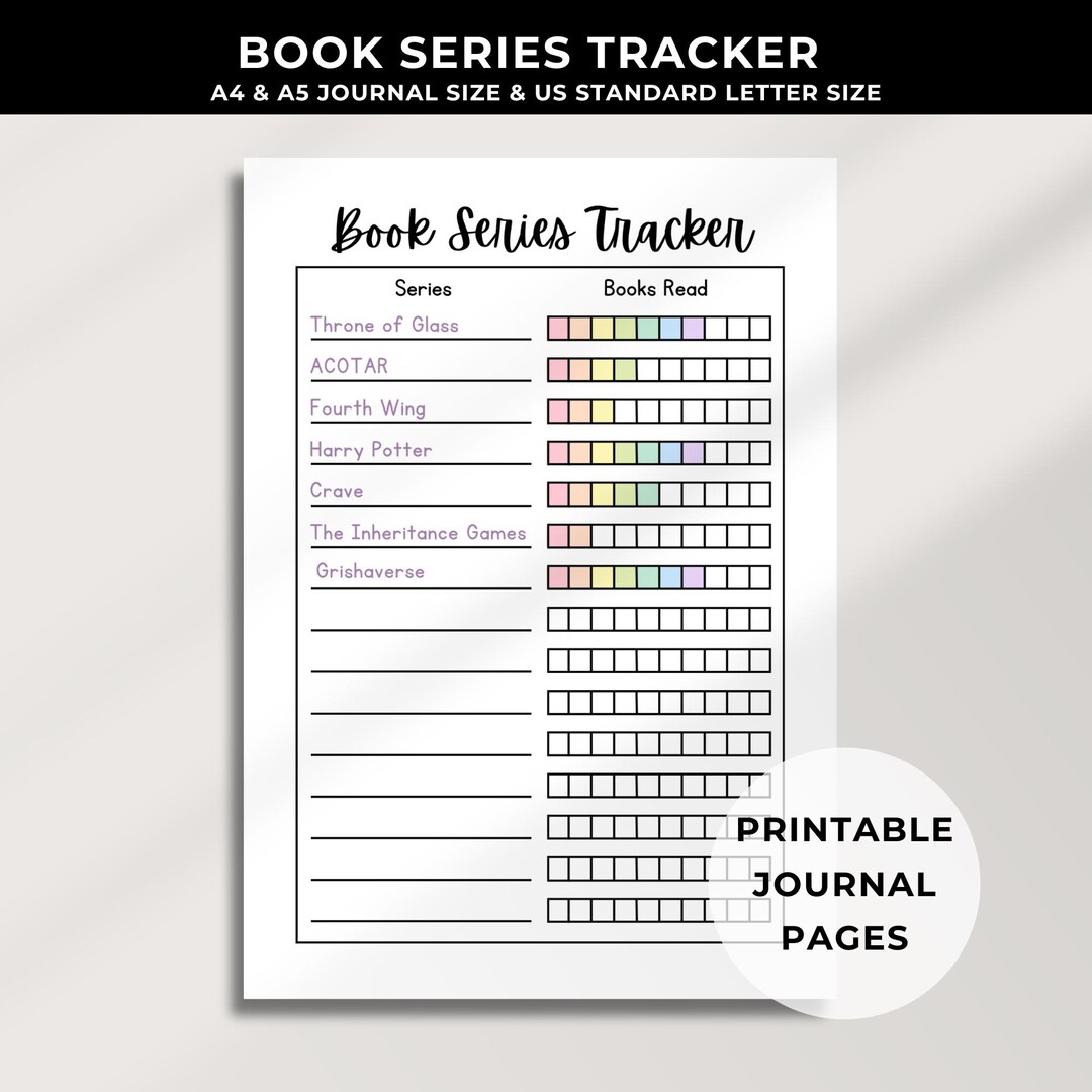 Multiple Book Series Tracker - Digital Download - Printable Reading ...