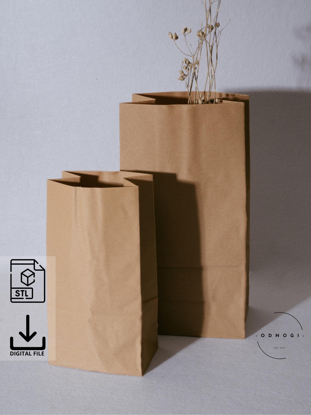 3D STL File | Paper Bag, VASE Mode, Minimal Modern Design, Dry Vase ...