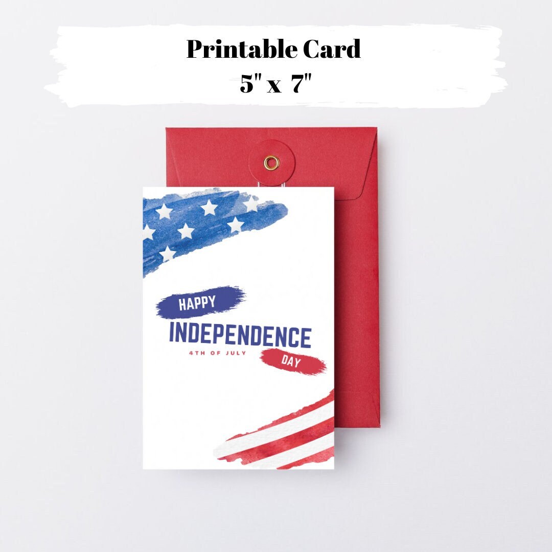 Happy 4th of July Card, Printable Card, Fourth of July, Independence ...