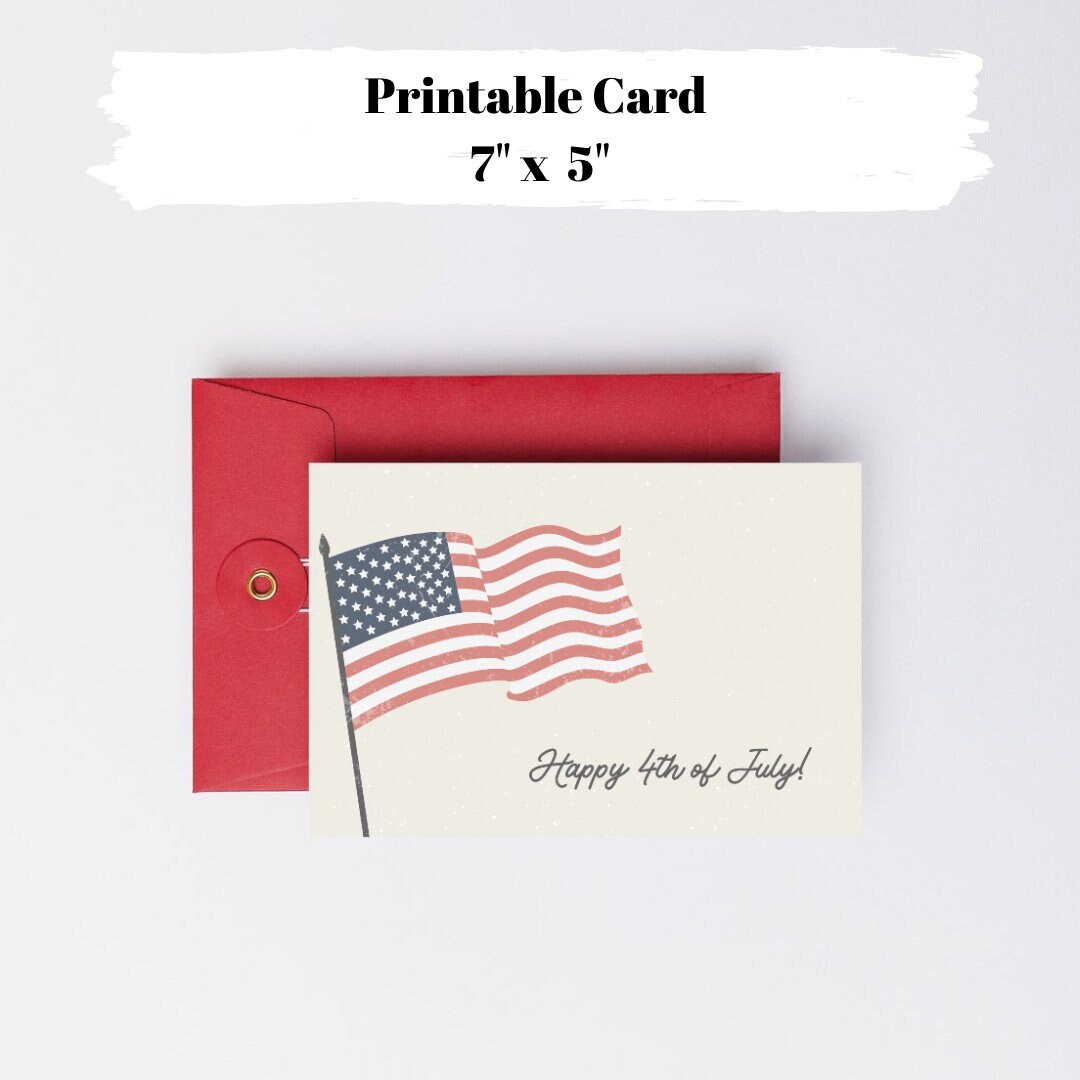 Happy 4th of July Card, Printable Card, Fourth of July, Independence ...