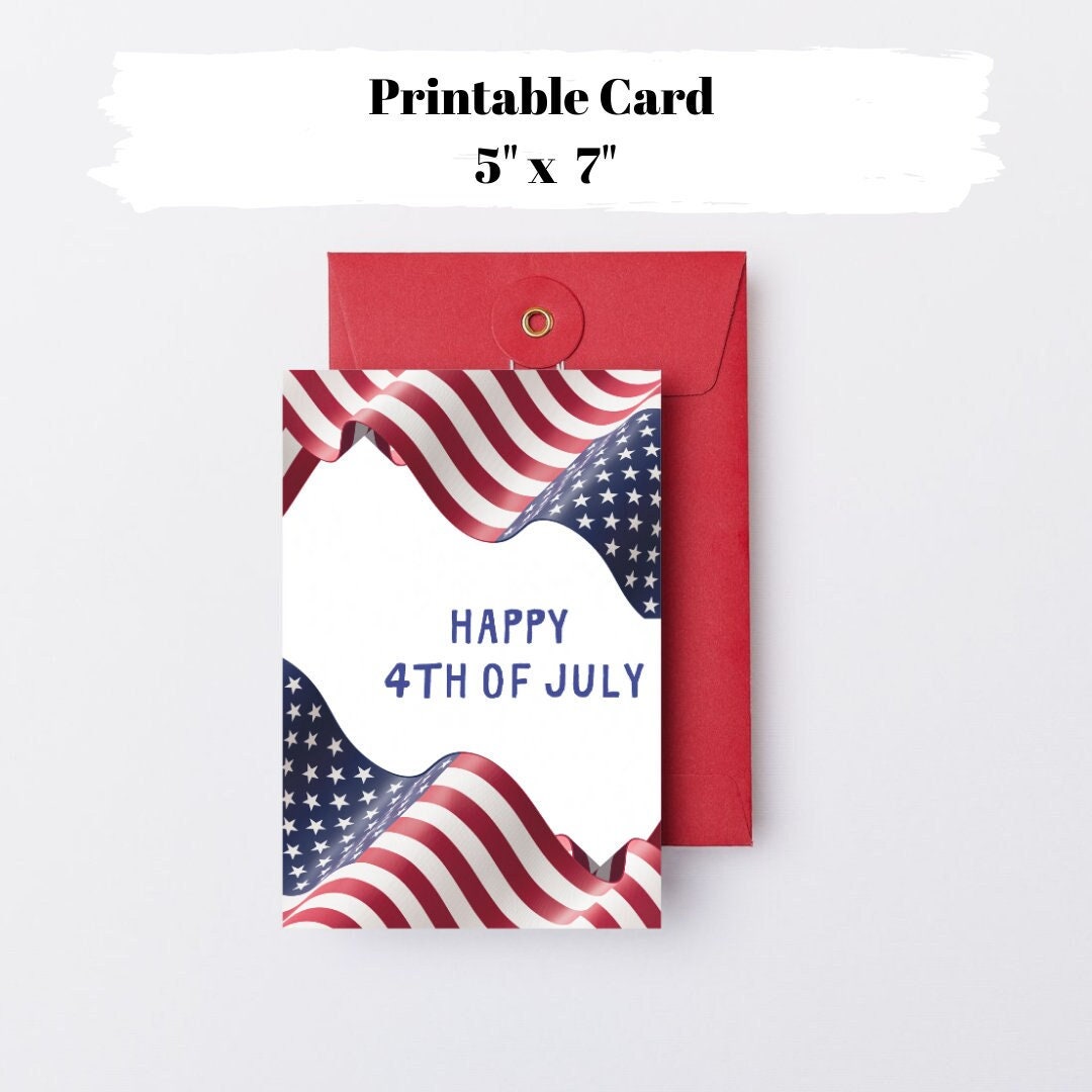 Happy 4th of July Card, Printable Card, Fourth of July, Independence ...